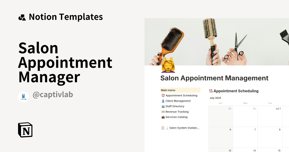 Salon Appointment Manager Template | Notion Marketplace