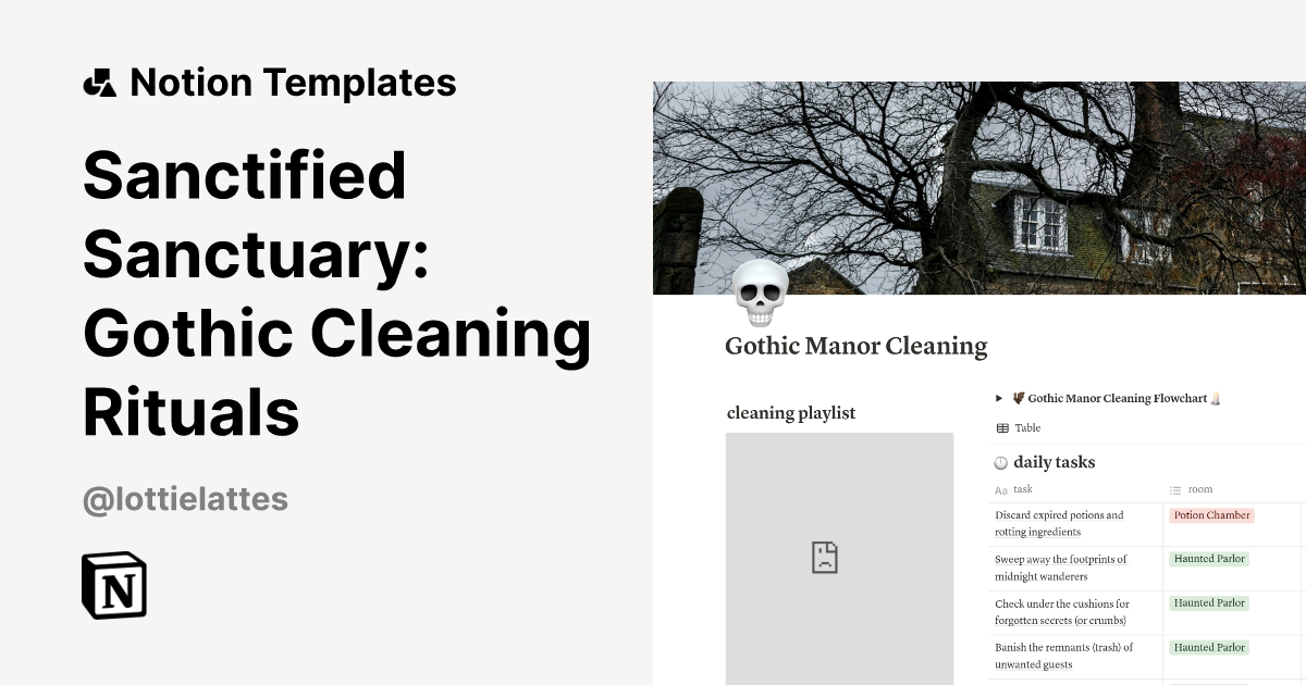 Sanctified Sanctuary: Gothic Cleaning Rituals Template | Notion Marketplace