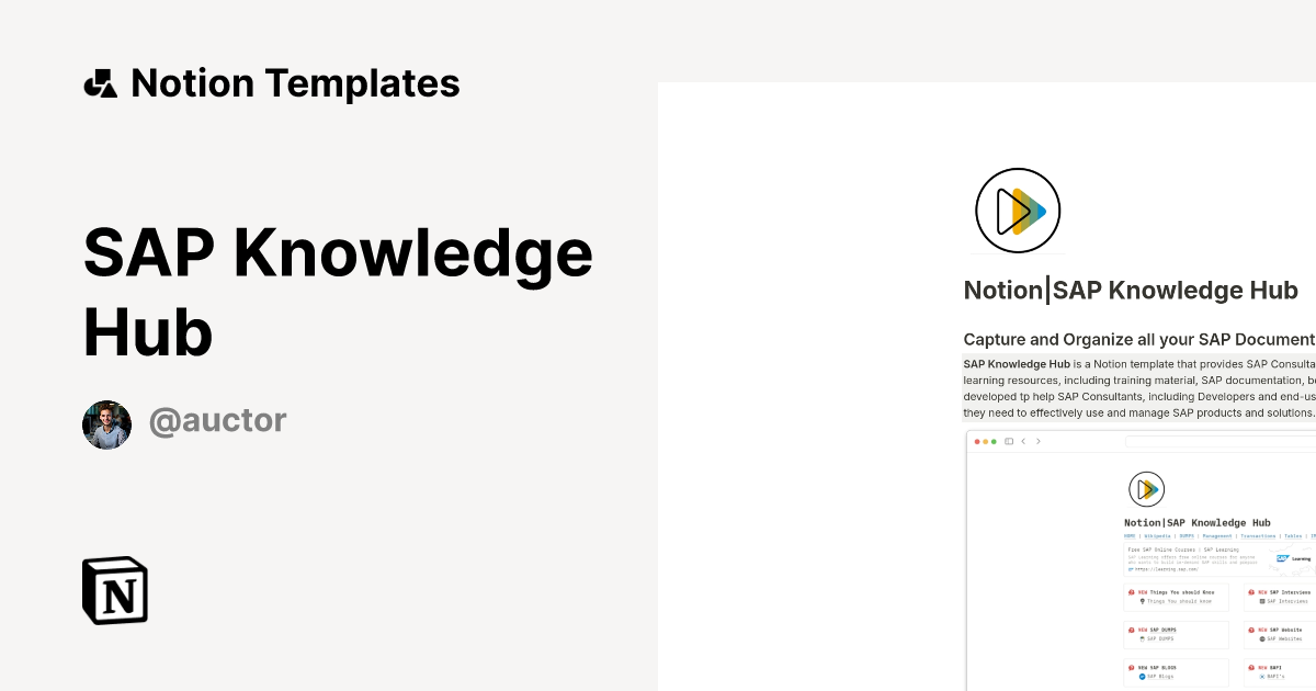 SAP Knowledge Hub Template | Notion Marketplace