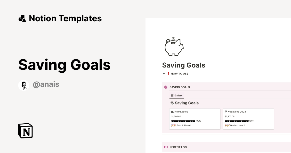 Saving Goals Template | Notion Marketplace
