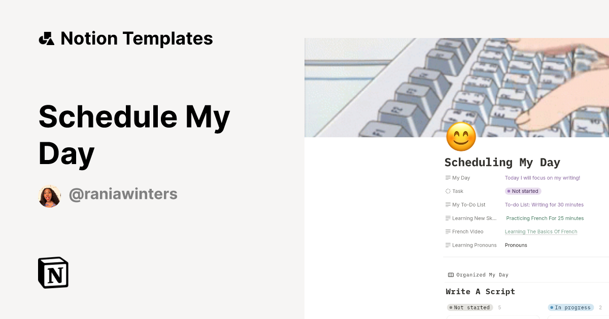 Schedule My Day Template | Notion Marketplace