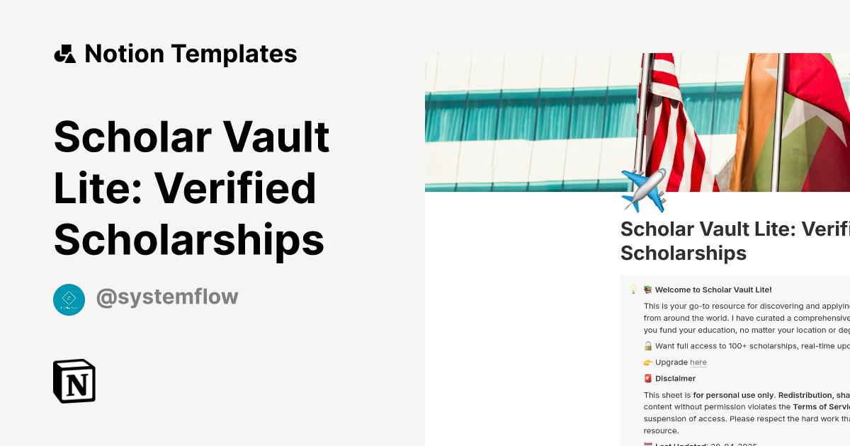 Scholar Vault Lite: Verified Scholarships Template by SystemFlow | Notion Marketplace