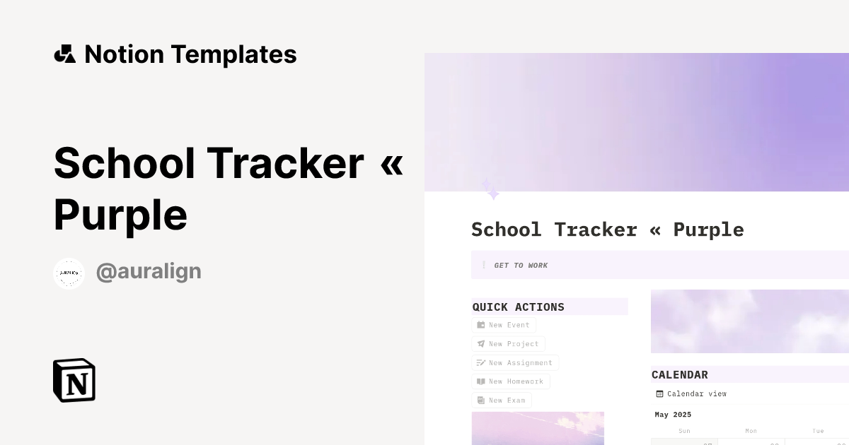 School Tracker « Purple Template | Notion Marketplace