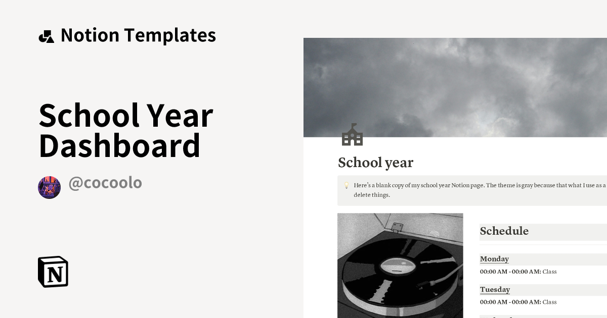 School Year Dashboard Template | Notion Marketplace