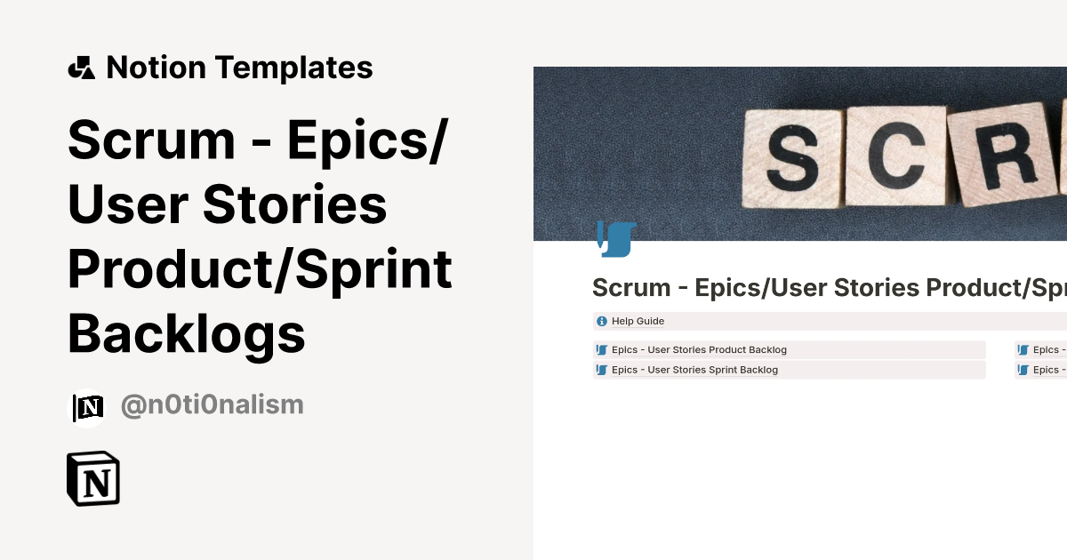 Scrum - Epics/User Stories Product/Sprint Backlogs Template by ...