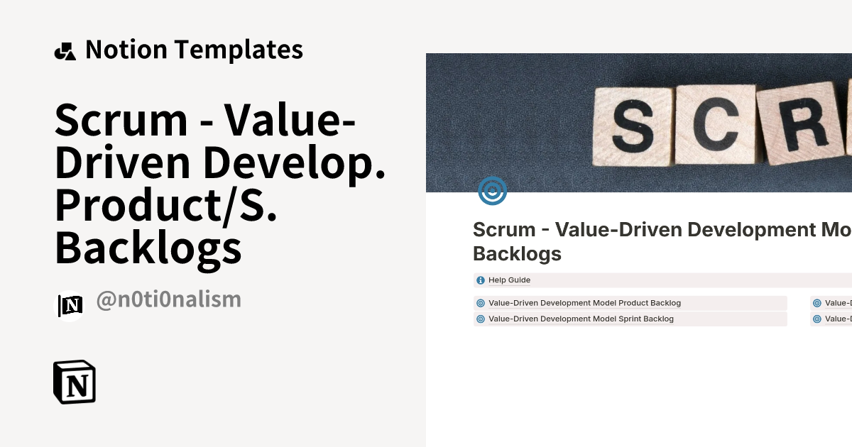 Scrum - Value-Driven Develop. Product/S. Backlogs Template by ...
