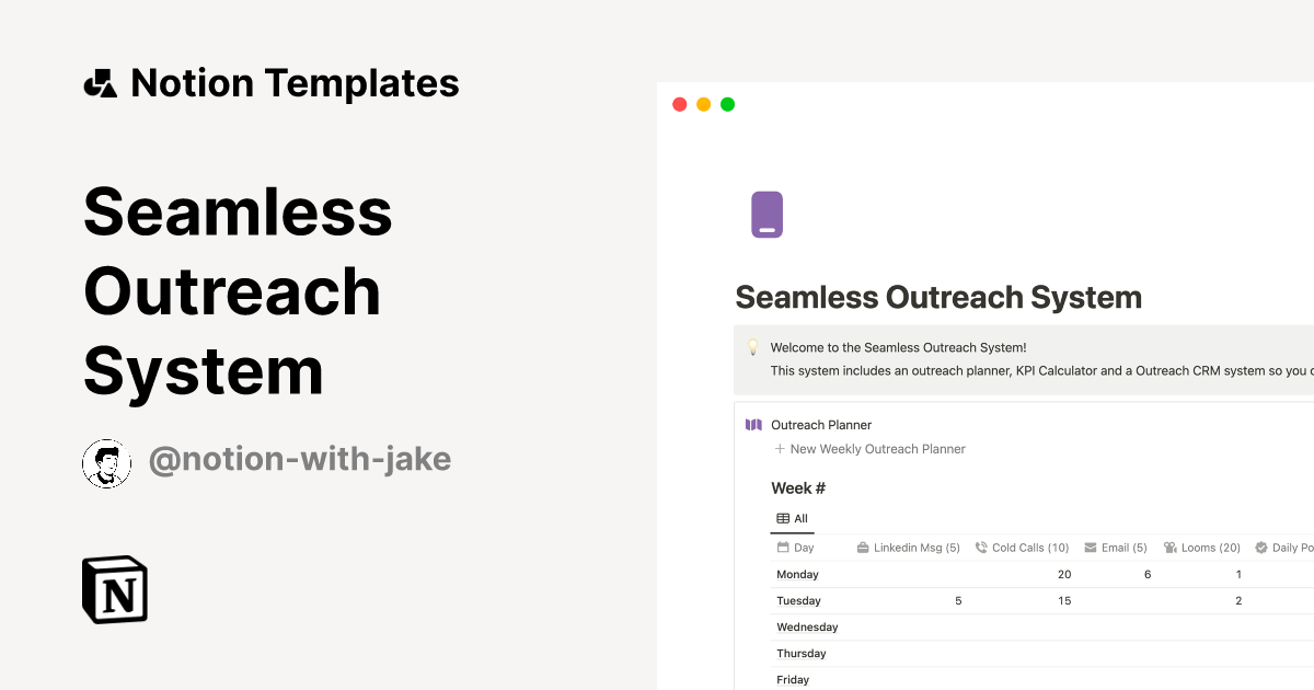 Seamless Outreach System Template | Notion Marketplace