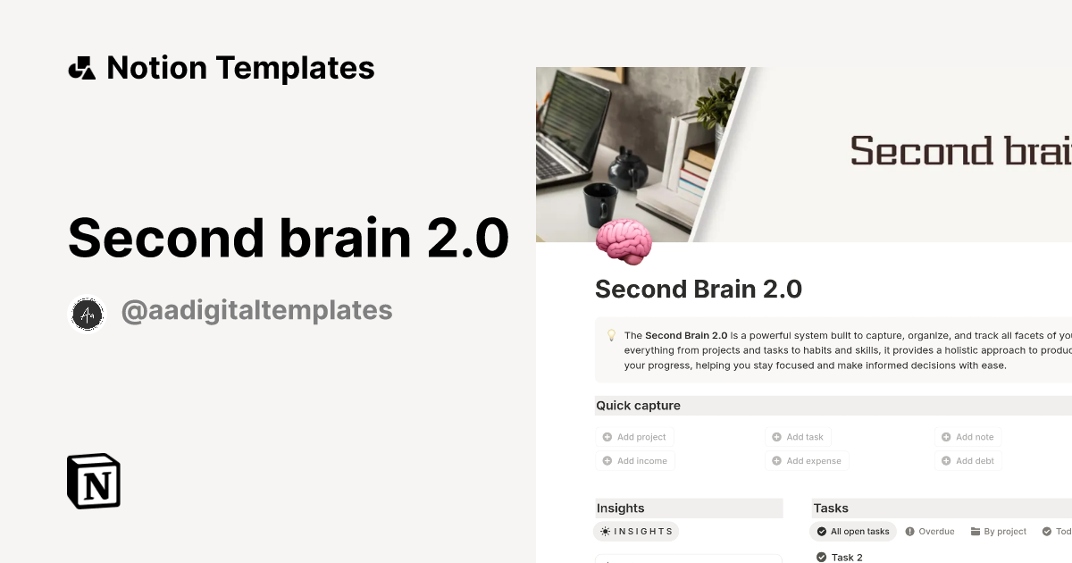 Second brain 2.0 Template | Notion Marketplace