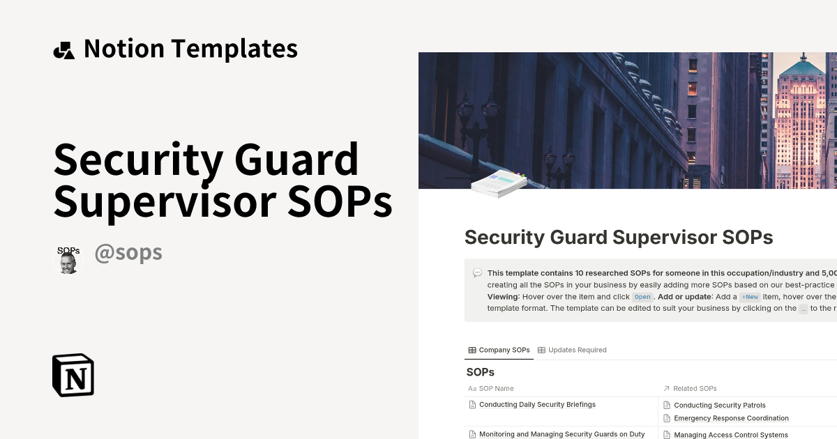 Security Guard Supervisor SOPs Template | Notion Marketplace