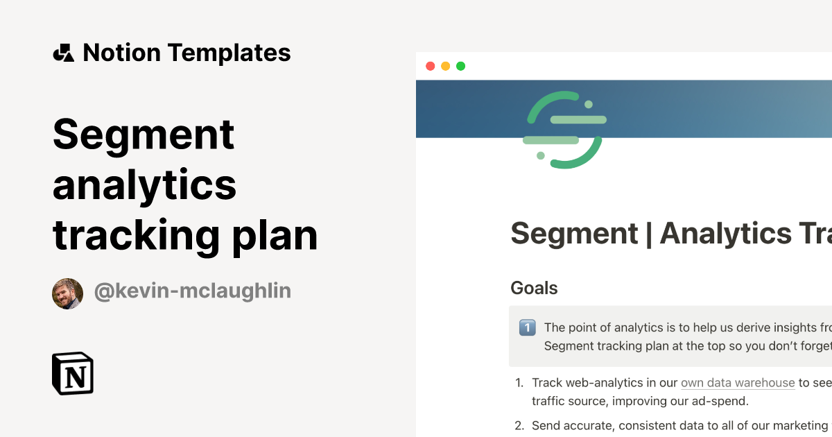 Segment analytics tracking plan Template by Kevin McLaughlin | Notion Marketplace