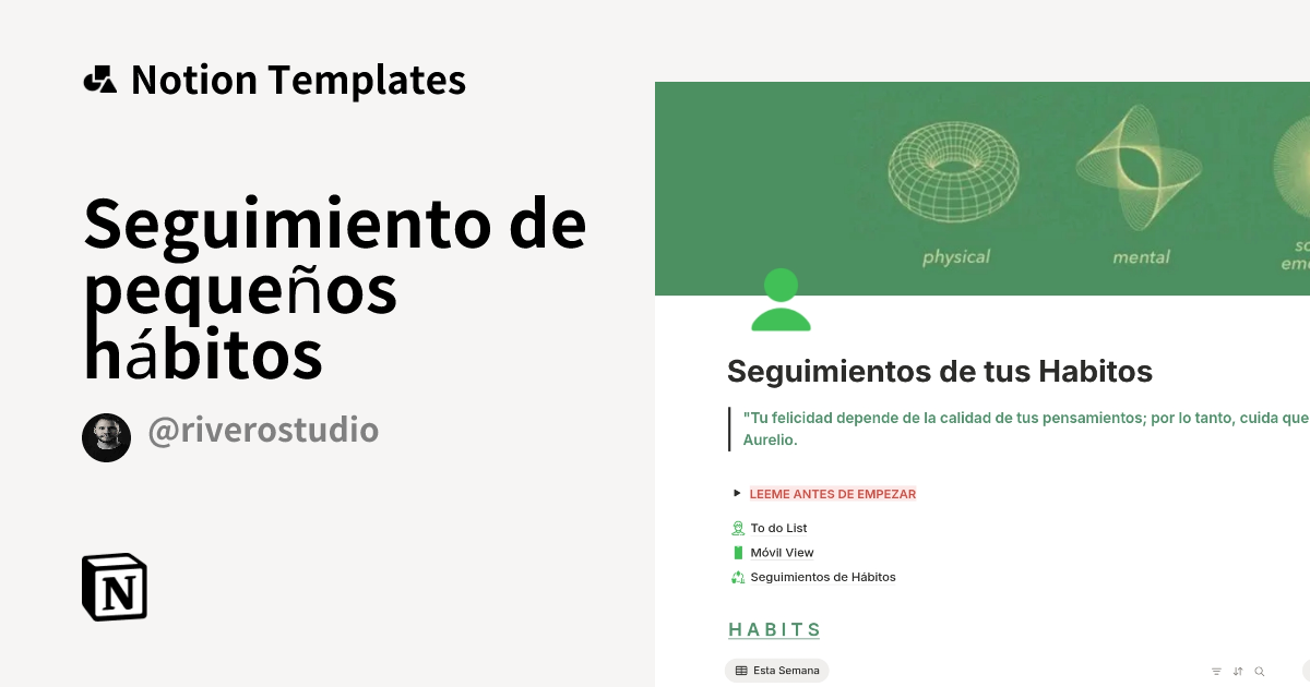 Seguimiento de pequeños hábitos Template by Victor Rivero | Notion ...