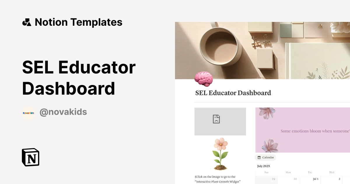 SEL Educator Dashboard Template by Nova | Notion Marketplace