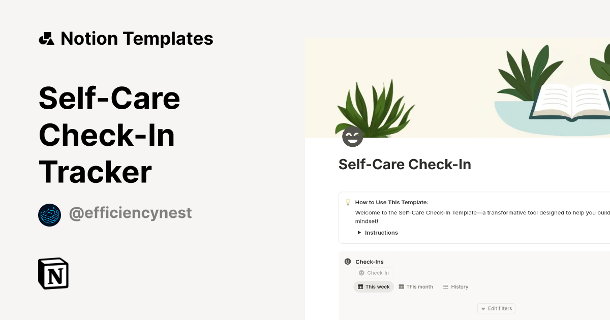 Self-Care Check-In Tracker Template | Notion Marketplace