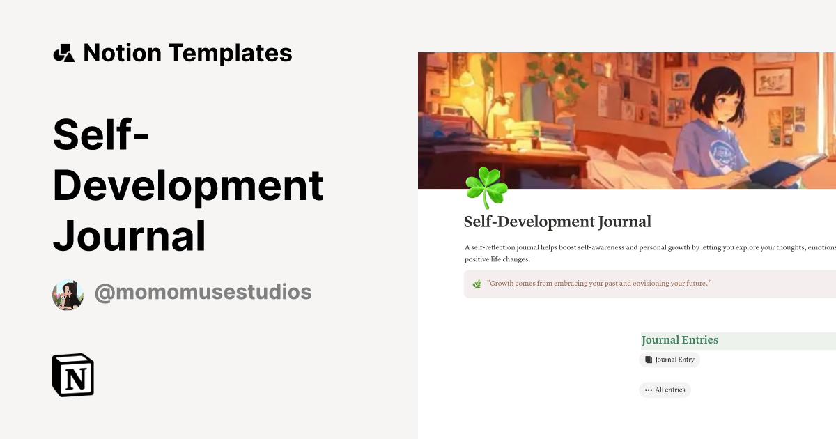Self-Development Journal Template by momomuse studio | Notion Marketplace