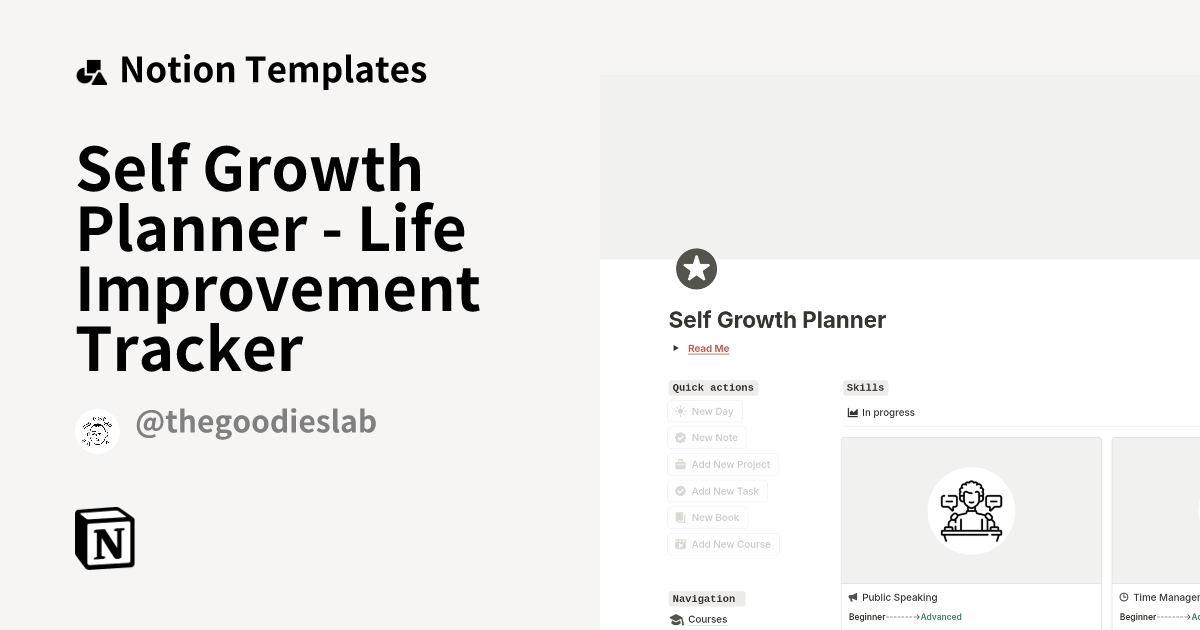 Self Growth Planner - Life Improvement Tracker Template by The Goodies ...