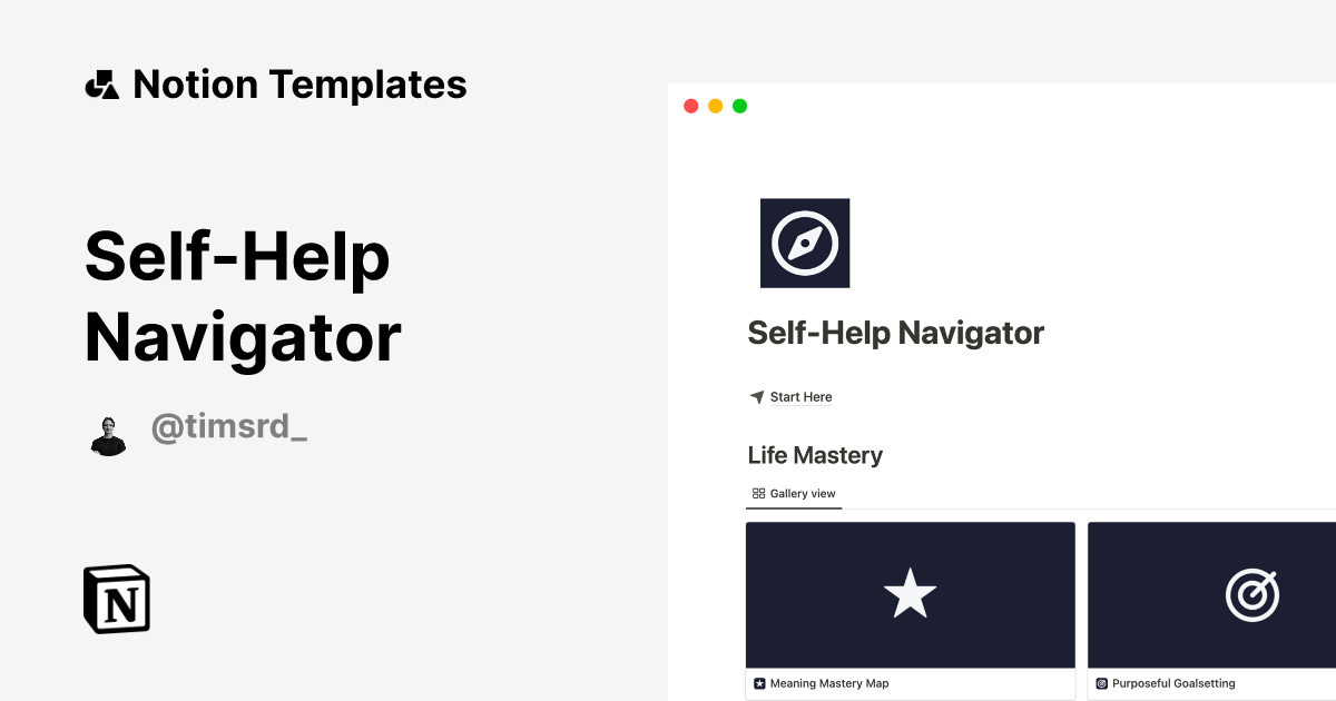 Self-Help Navigator Template by Tim Schreiber | Notion Marketplace