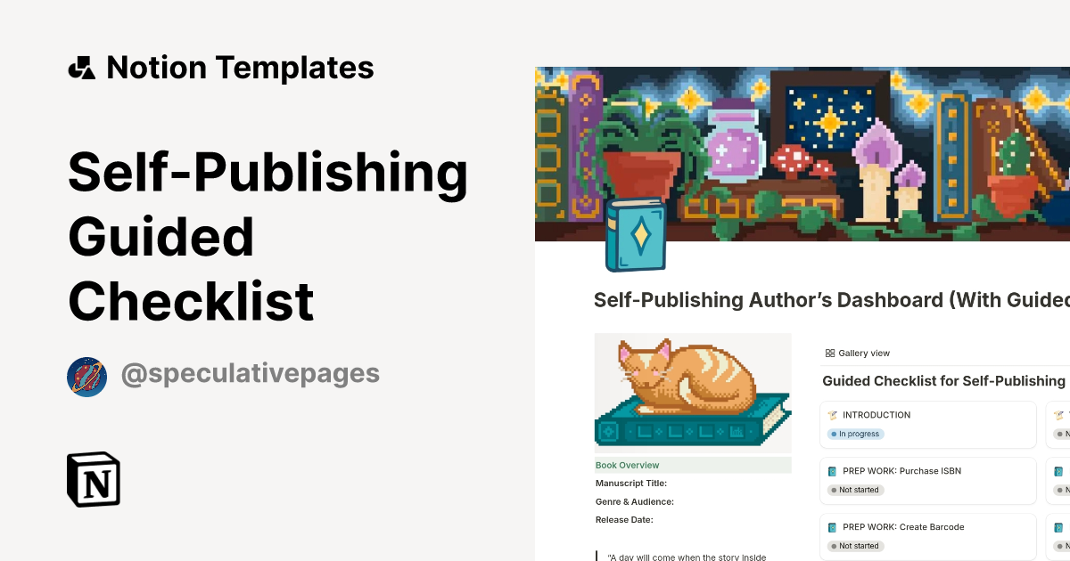 Self-Publishing Guided Checklist Template by Speculative Pages | Notion ...