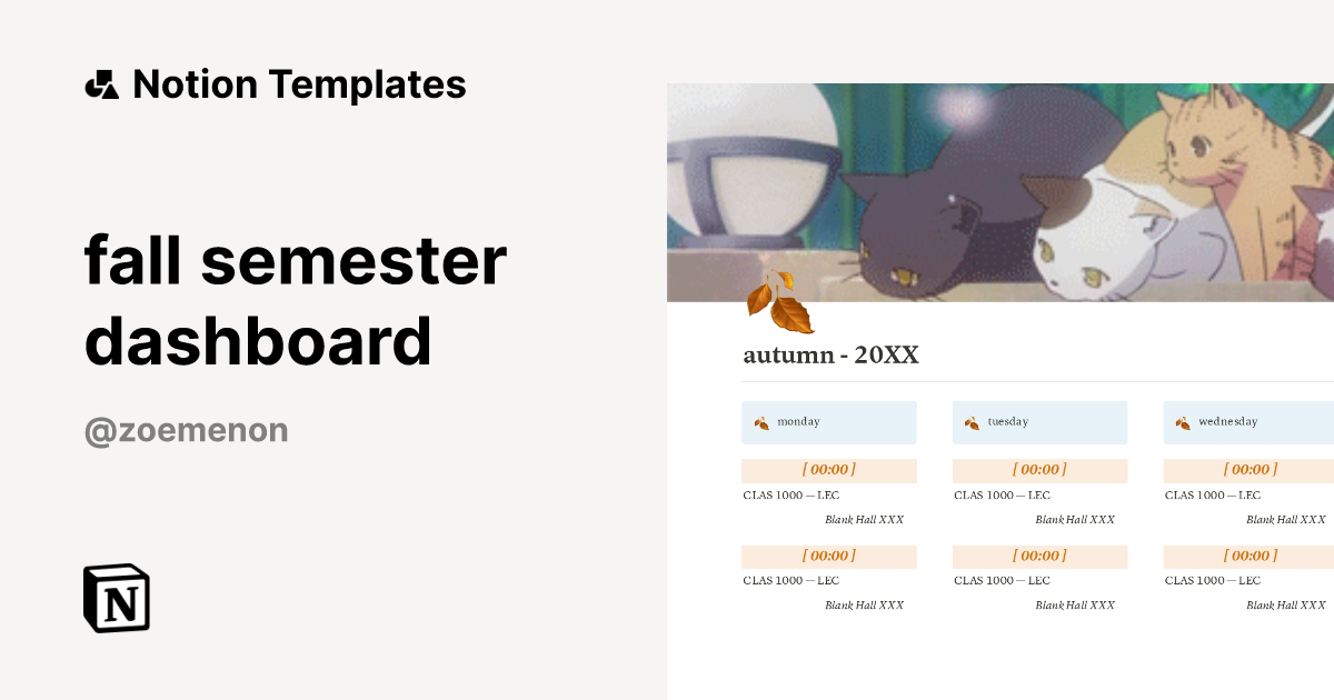 fall semester dashboard Template by zoe | Notion Marketplace
