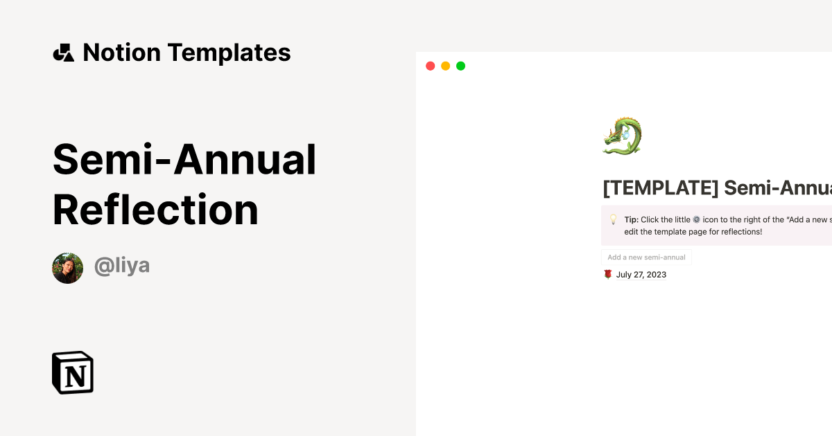 Semi-Annual Reflection Template | Notion Marketplace