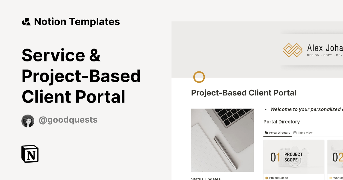 Service & Project-Based Client Portal Template | Notion Marketplace