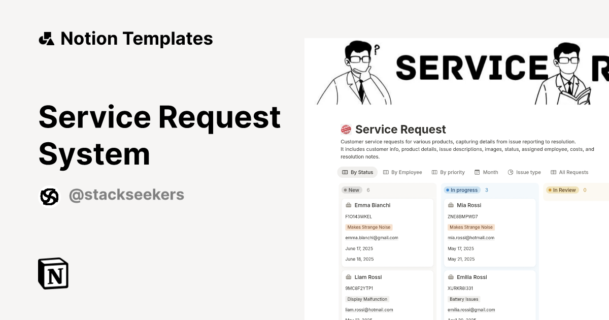 Service Request System Template by Stack Seekers | Notion Marketplace