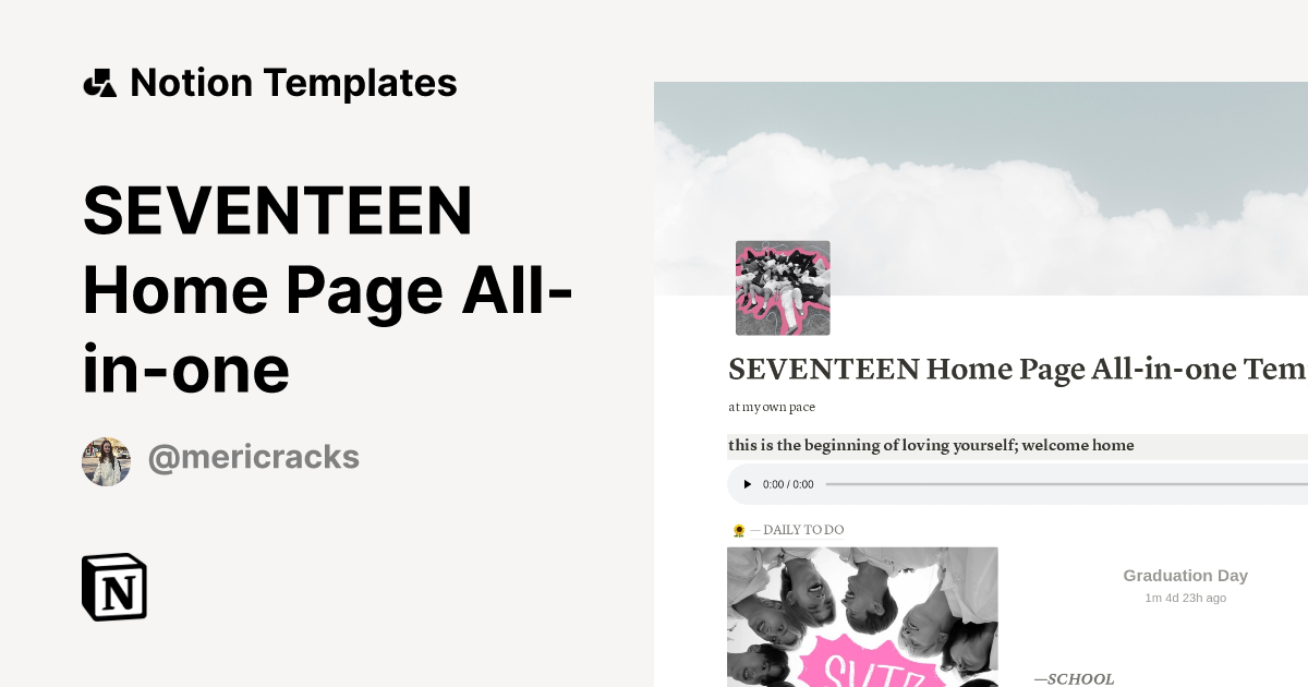 SEVENTEEN Home Page All-in-one Template by ahmry | Notion Marketplace