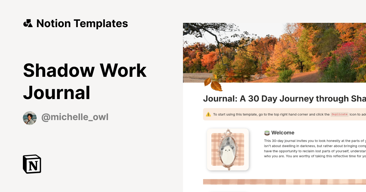 Shadow Work Journal Template by Secret O.W.L. Society | Notion Marketplace