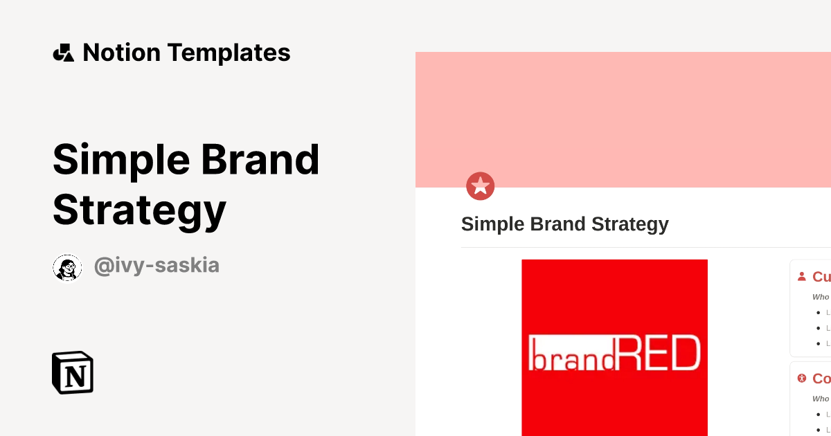 Simple Brand Strategy Template by Ivy Saskia | Notion Marketplace