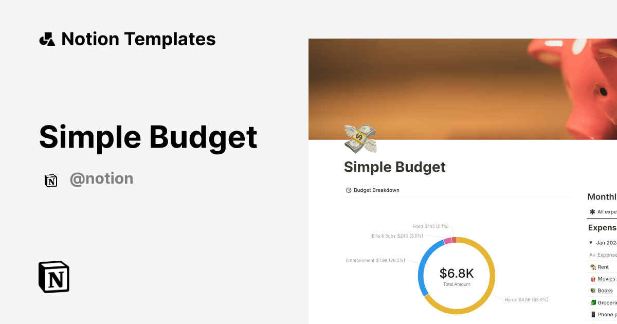 Simple Budget Template by Notion | Notion Marketplace