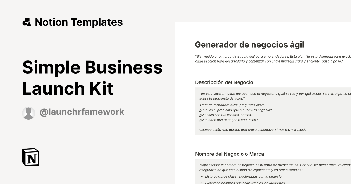 Simple Business Launch Kit Template | Notion Marketplace