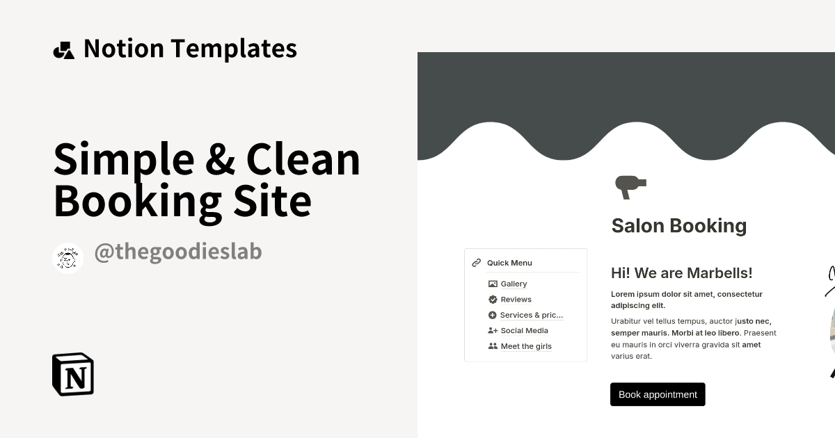 Simple & Clean Booking Site Template by The Goodies Lab | Notion ...