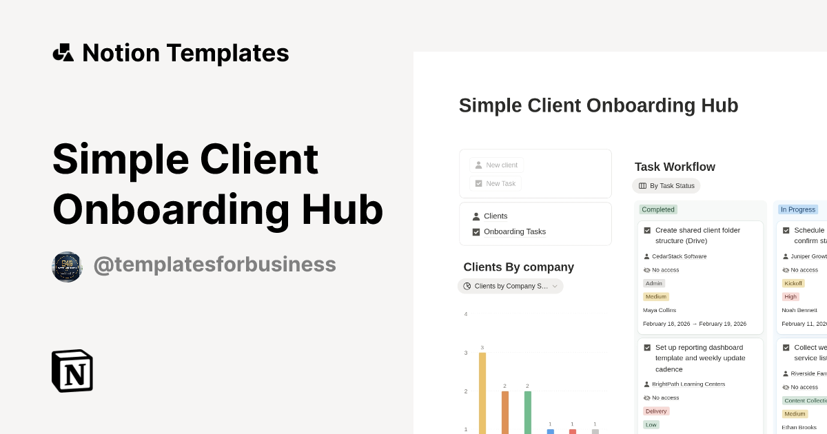 Simple Client Onboarding Hub Template | Notion Marketplace