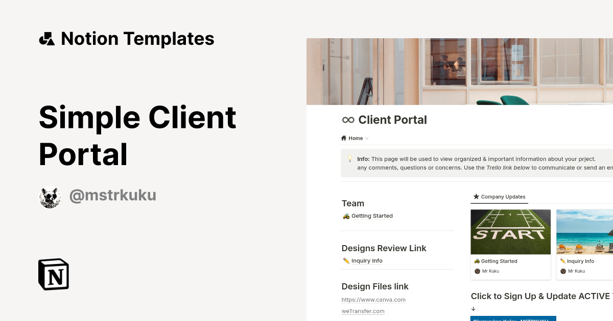 Simple Client Portal Template | Notion Marketplace