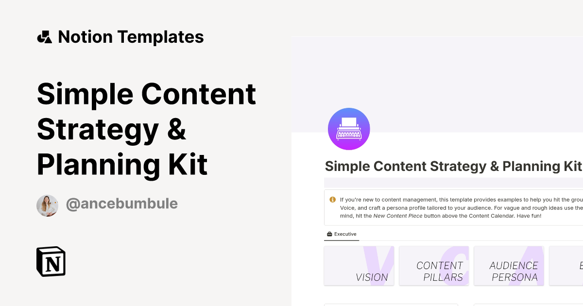 Simple Content Strategy & Planning Kit Template | Notion Marketplace