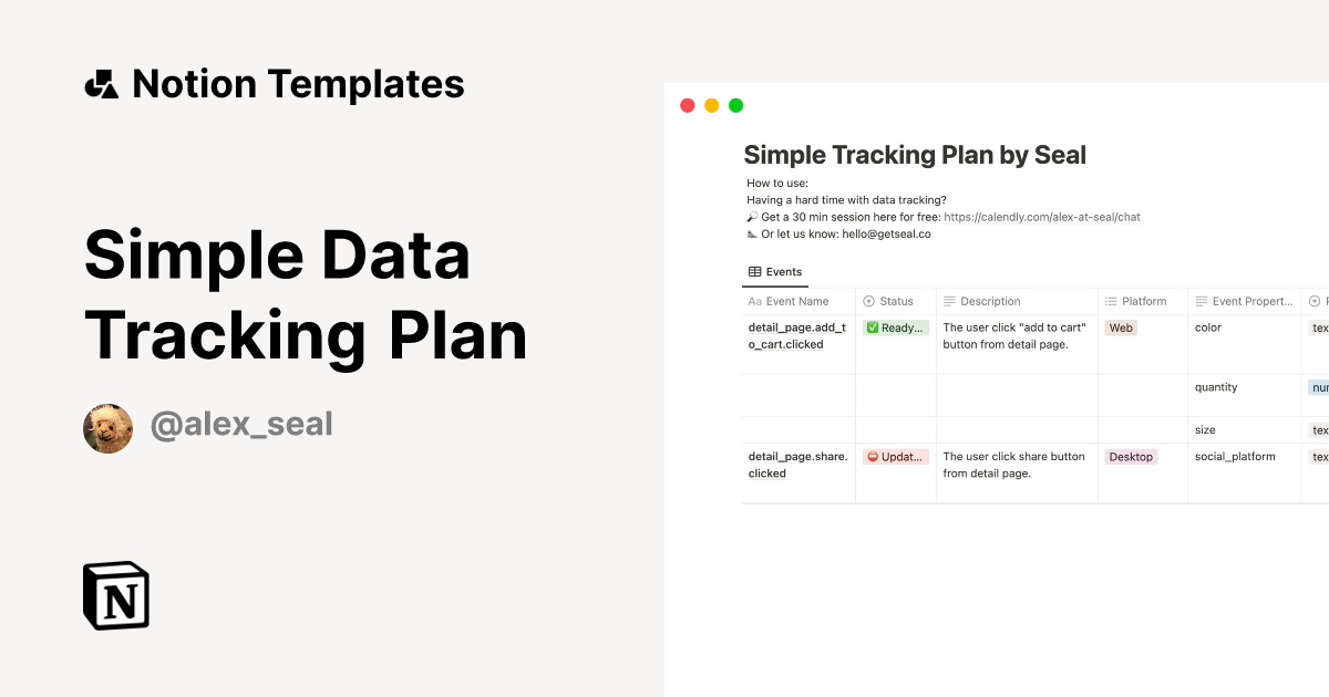 Simple Data Tracking Plan Template | Notion Marketplace