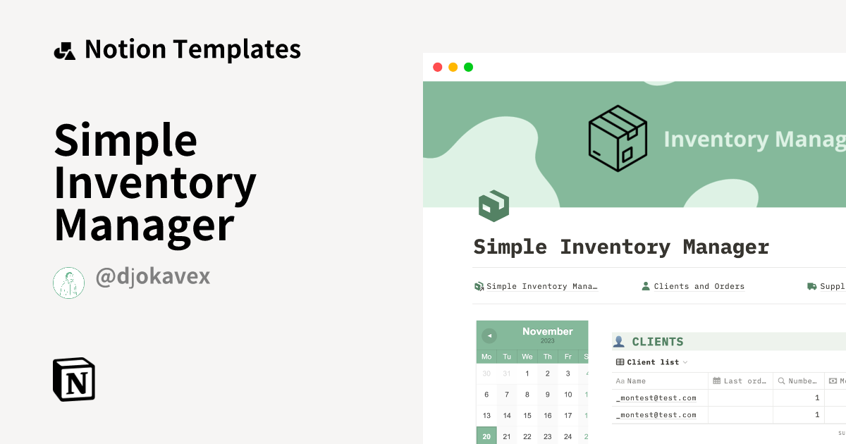 Simple Inventory Manager Template | Notion Marketplace