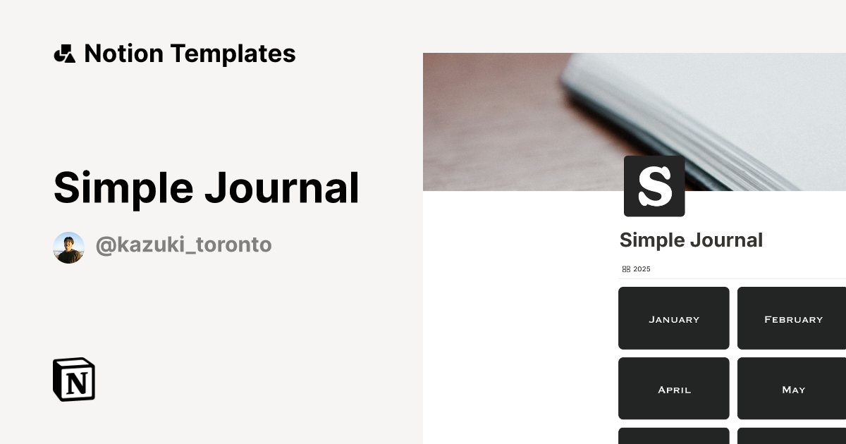 Simple Journal Template | Notion Marketplace