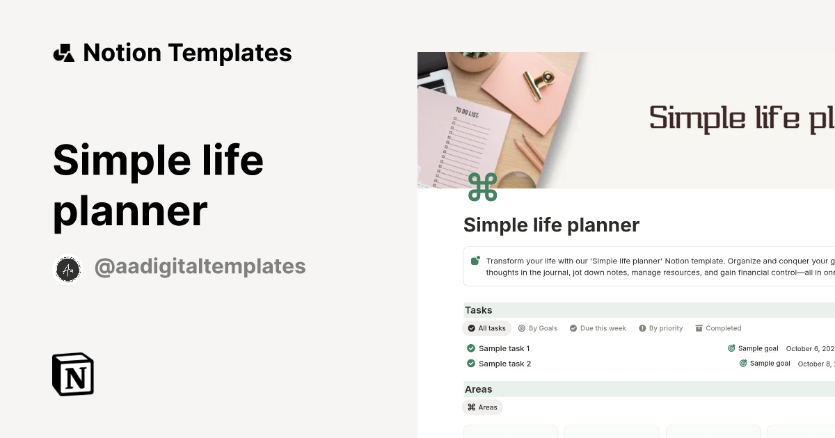 Simple life planner Template by AA Digital templates | Notion Marketplace