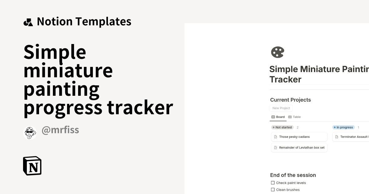 Simple miniature painting progress tracker Template by Dan | Notion ...