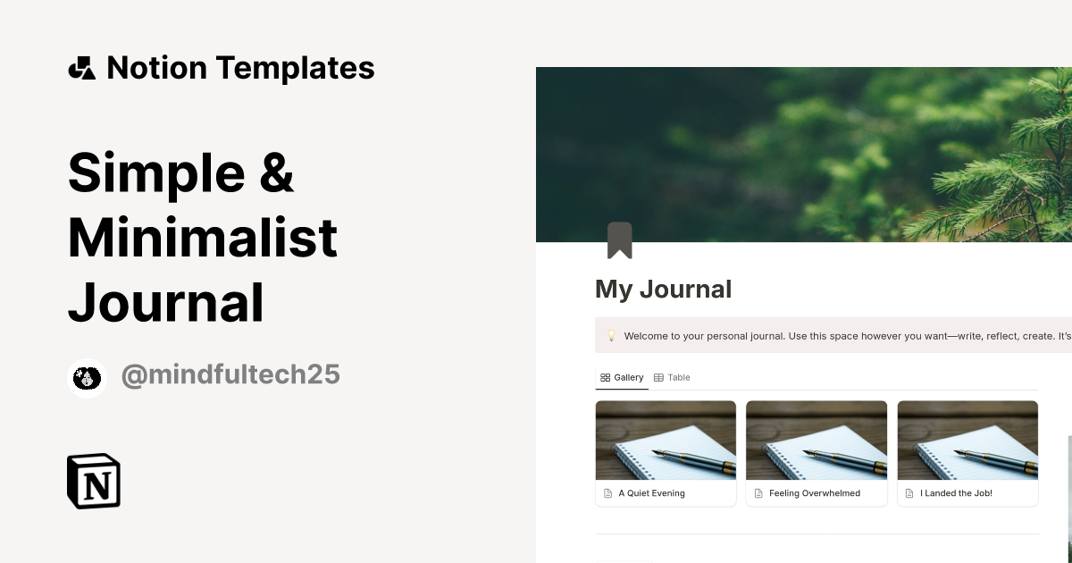 Simple & Minimalist Journal Template by Osesenaga Okieimen | Notion ...