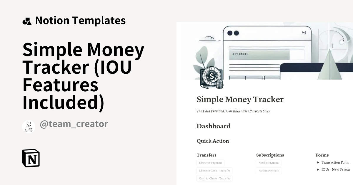 Simple Money Tracker (IOU Features Included) Template | Notion Marketplace