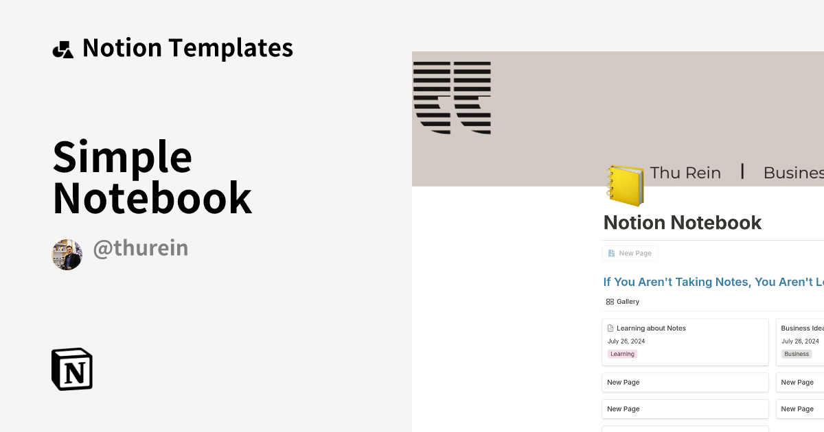 Simple Notebook Template | Notion Marketplace