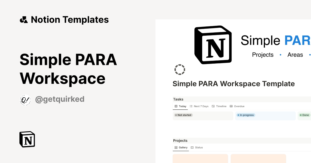Simple PARA Workspace Template | Notion Marketplace