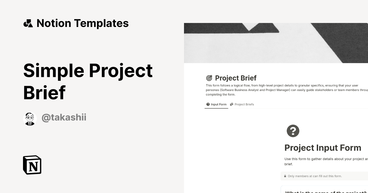 Simple Project Brief Template by Takashi I. | Notion Marketplace