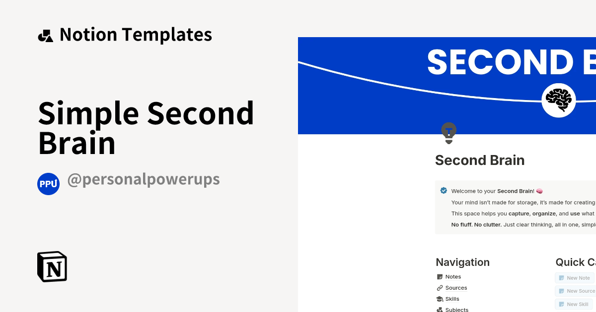 Simple Second Brain Template | Notion Marketplace