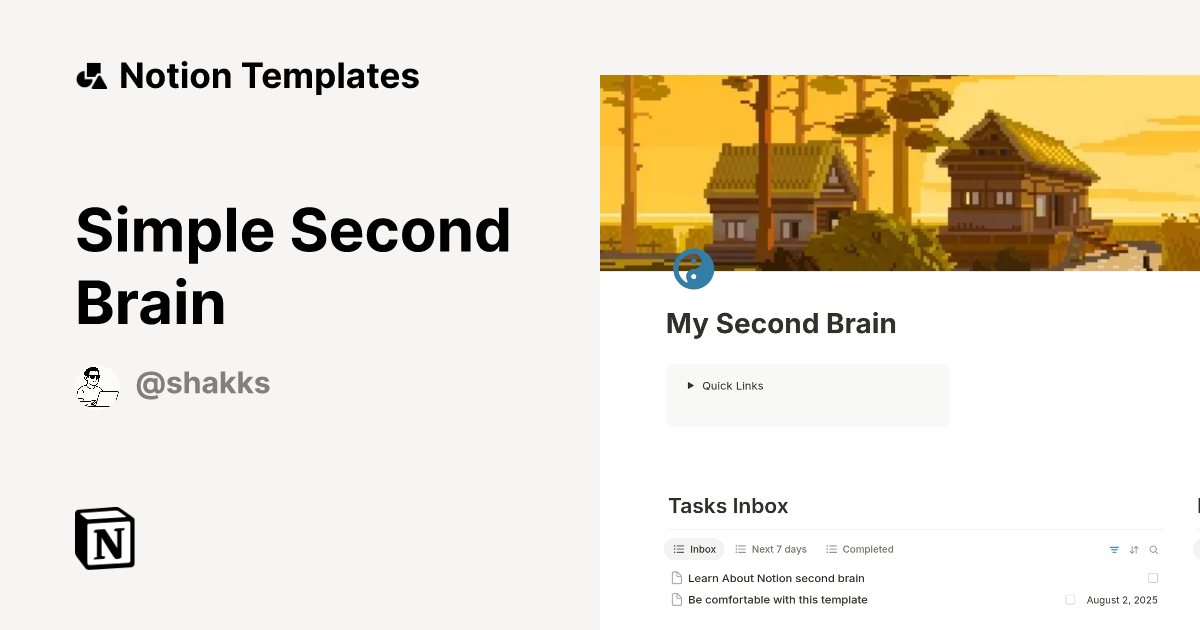 Simple Second Brain Template | Notion Marketplace