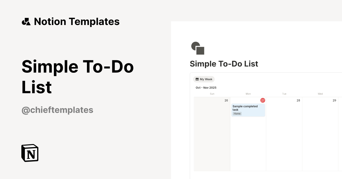 Simple To-Do List Template | Notion Marketplace