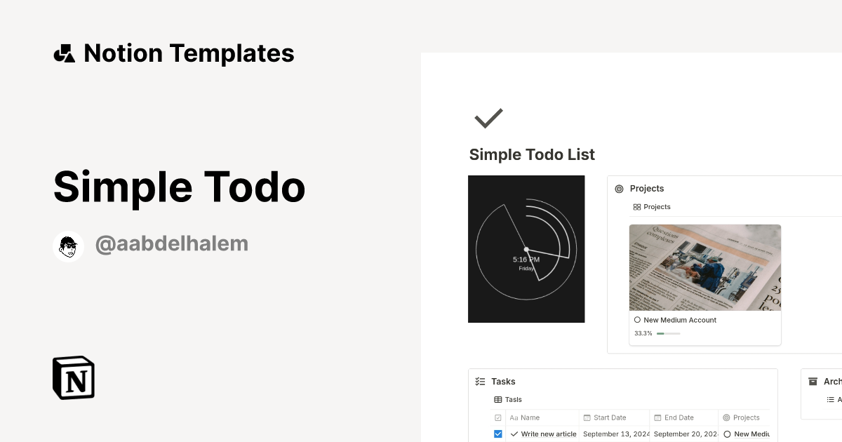 Simple Todo Template | Notion Marketplace