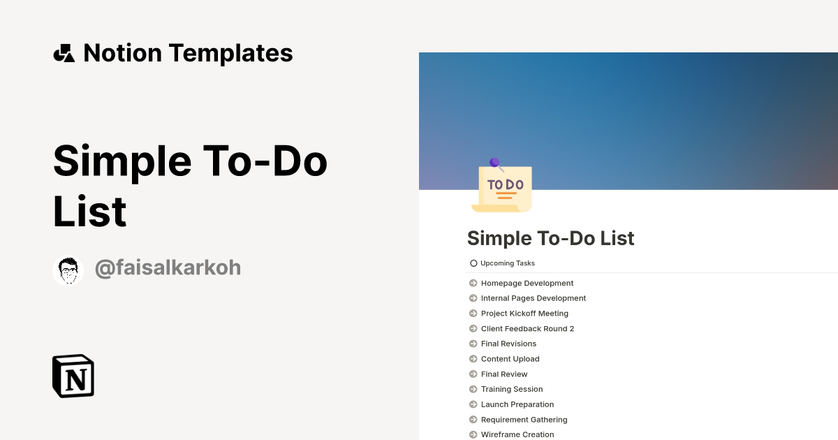 Simple To-Do List Template | Notion Marketplace