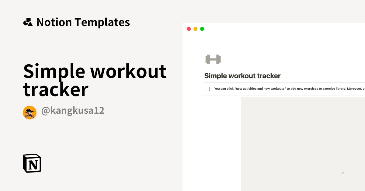 Simple workout tracker Template | Notion Marketplace